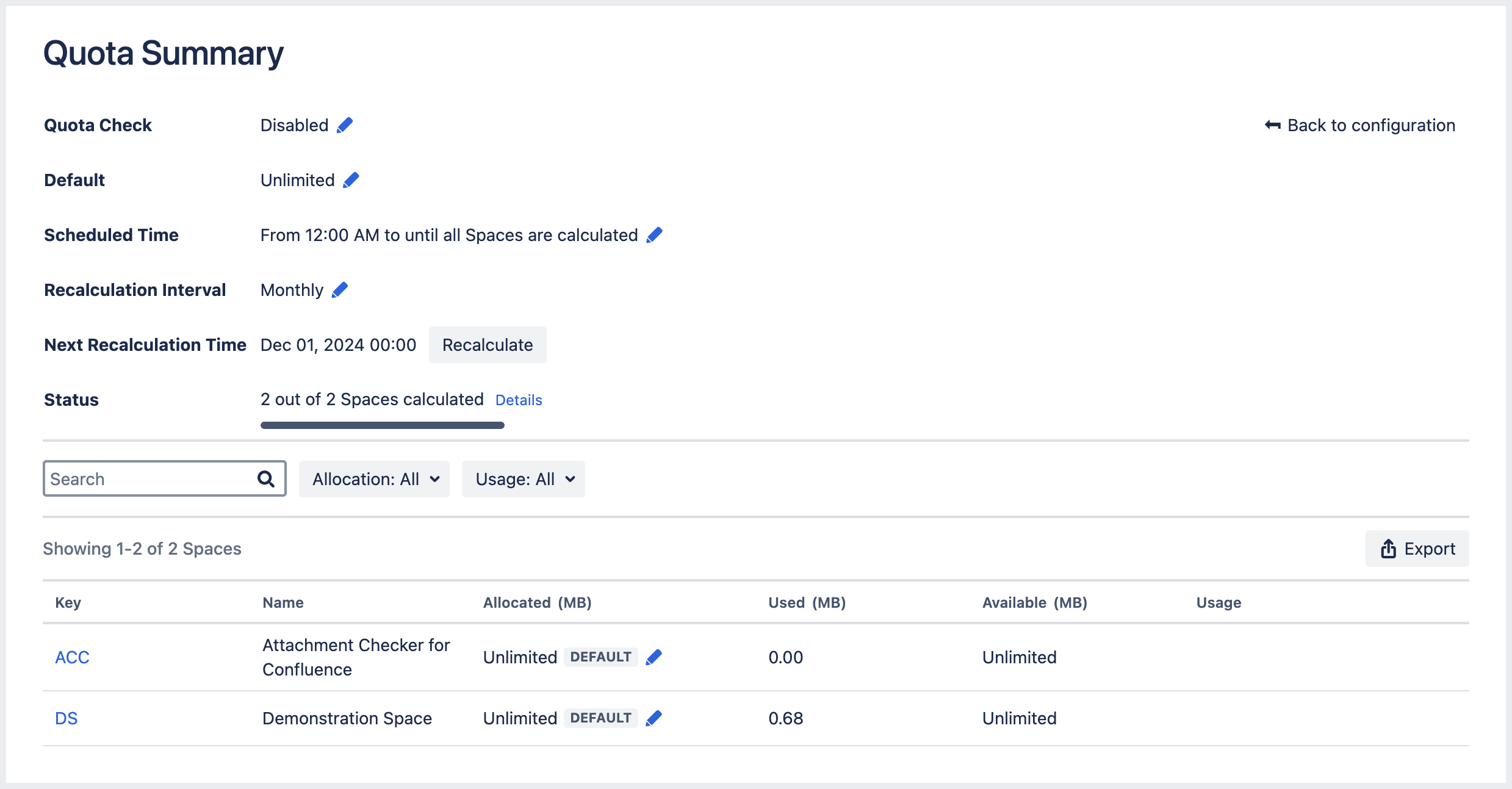 Quota Summary initial setup | Akeles